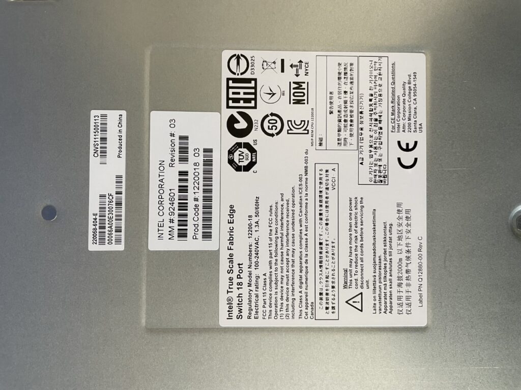 Intel True Scale Fabric Switch12200-18 P/N - 220058-604-E | PM Imaging ...